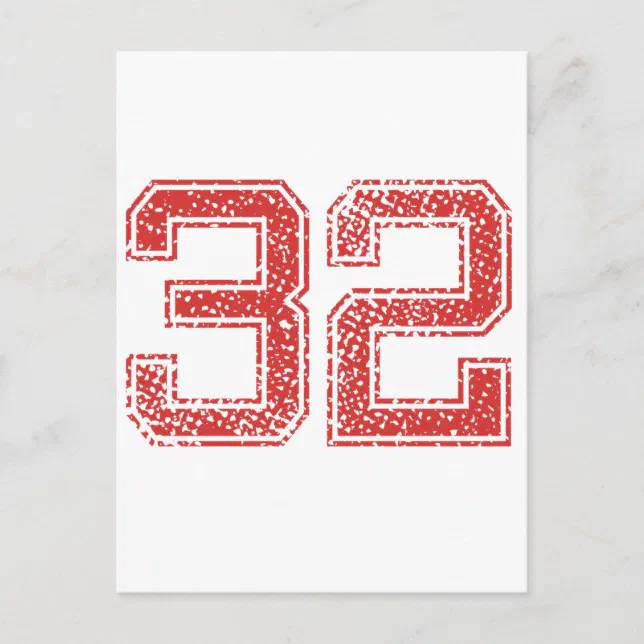 Red Sports Jerzee Number 32 Postcard | Zazzle