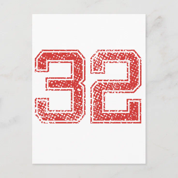 Red Sports Jerzee Number 32 Postcard | Zazzle