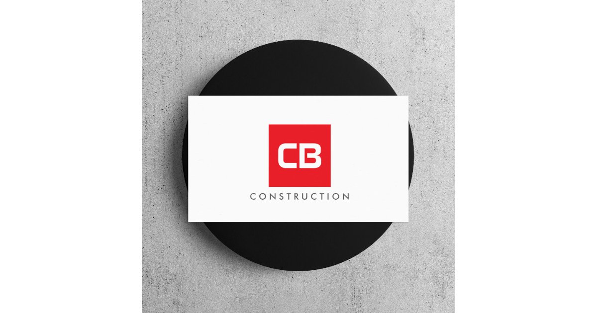Red Square Monogram Construction, Electrical Business Card | Zazzle