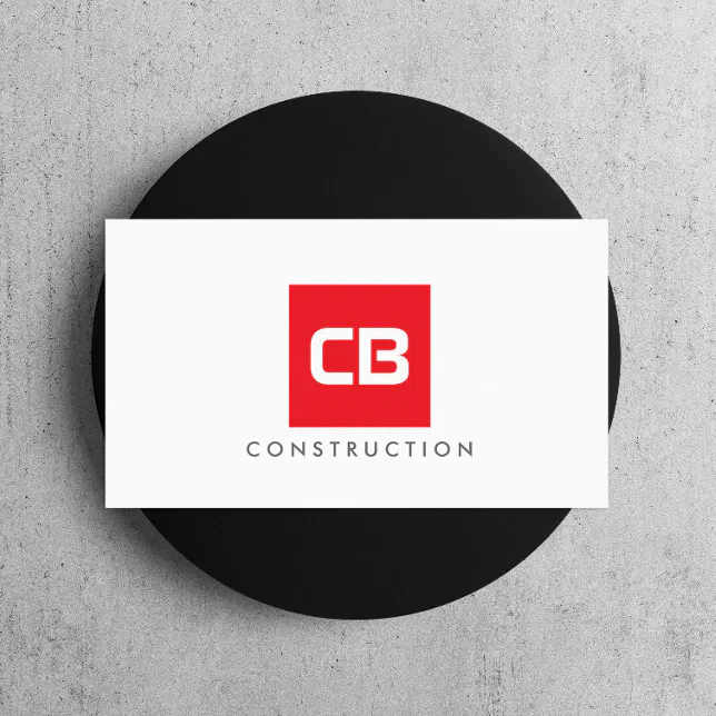 Red Square Monogram Construction, Electrical Business Card | Zazzle