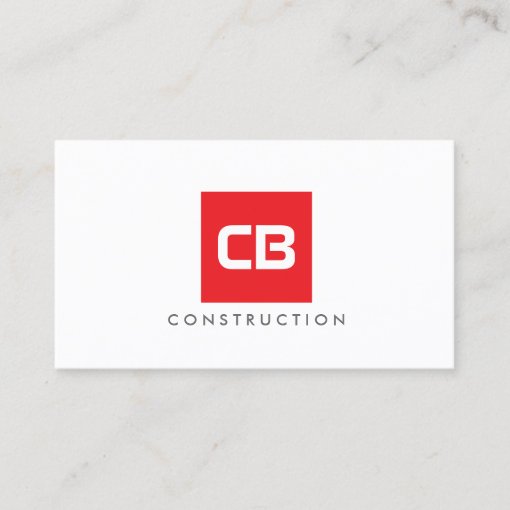 Red Square Monogram Construction, Electrical Business Card | Zazzle