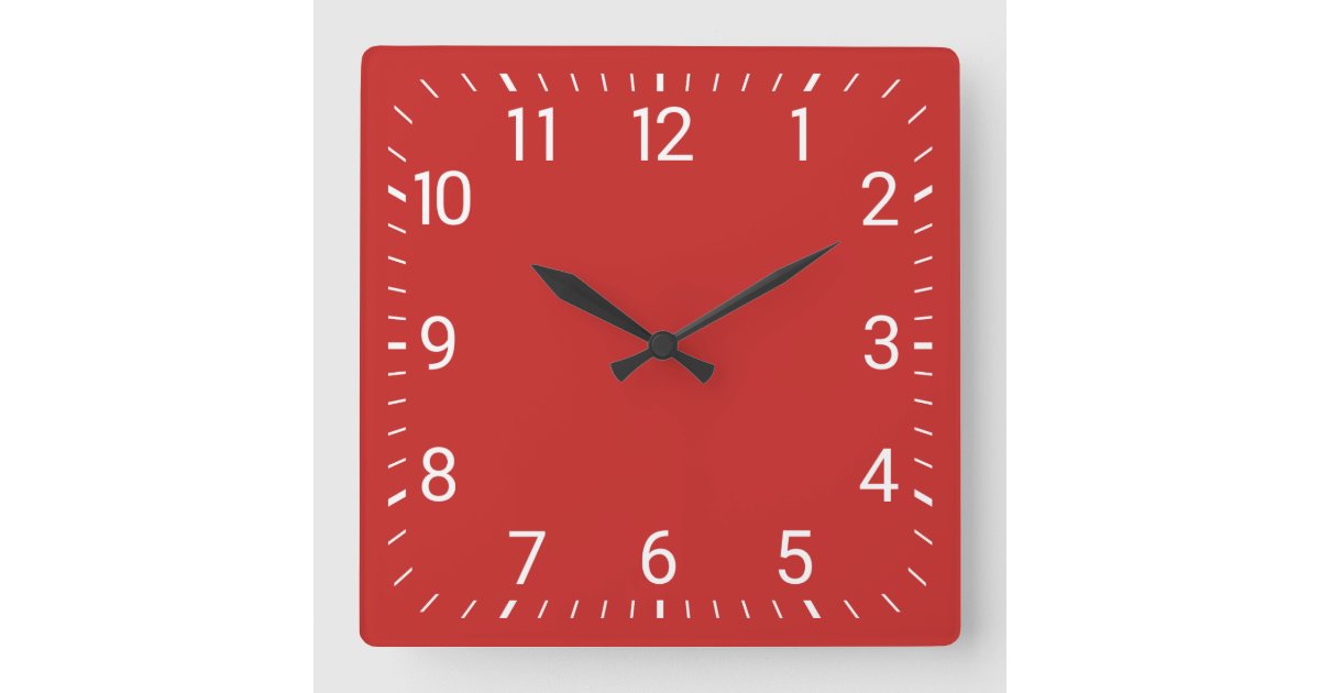 Red Square Wall Clock | Zazzle
