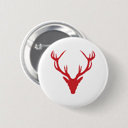 Red Stag Head Christmas or Stag Party Pinback Button | Zazzle