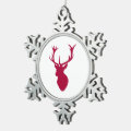 Red Stag Head Christmas or Stag Party Snowflake Pewter Christmas ...