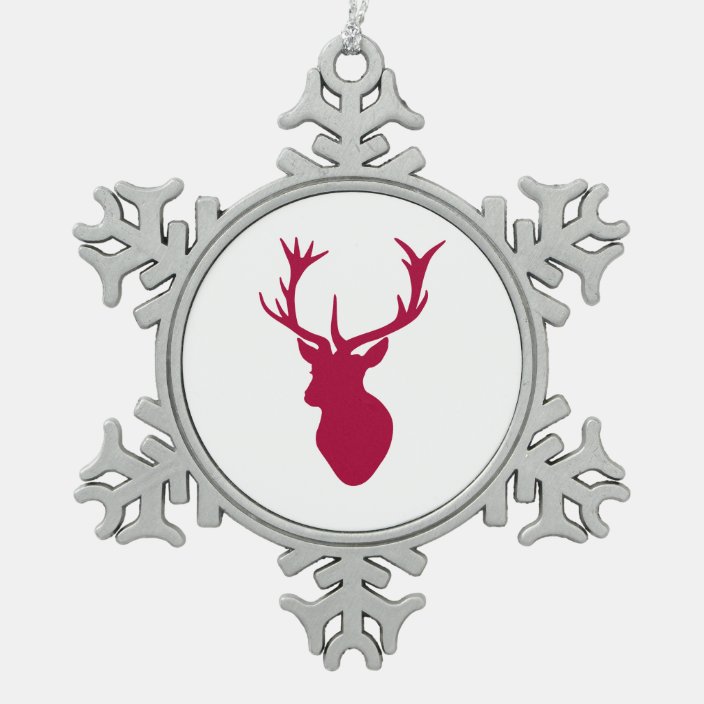 Red Stag Head Christmas or Stag Party Snowflake Pewter Christmas ...