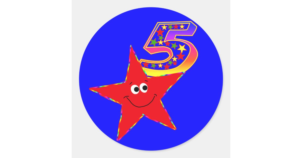 Red Star 5th Birthday Party Stickers | Zazzle.com