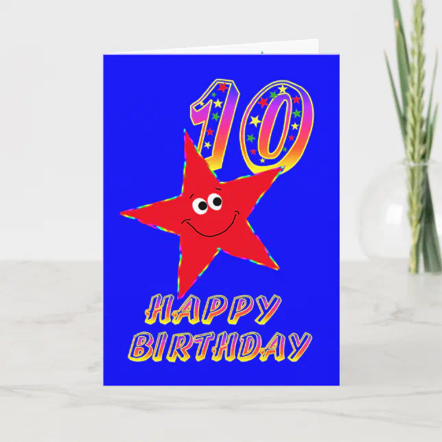 Red Star Happy 10th Birthday Card | Zazzle