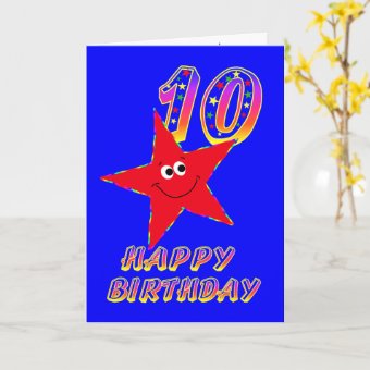 Red Star Happy 10th Birthday Card | Zazzle