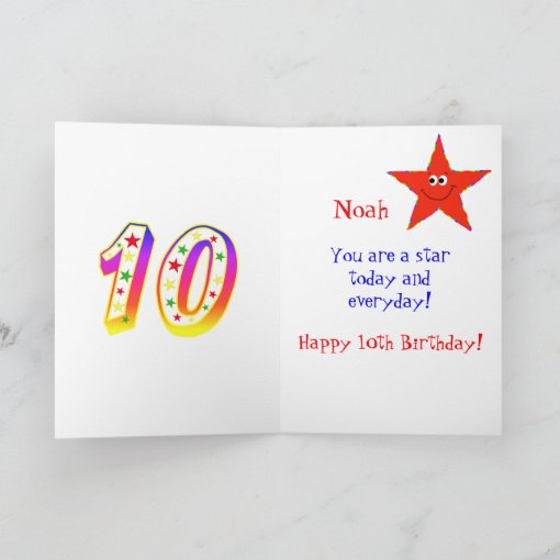 Red Star Happy 10th Birthday Card | Zazzle