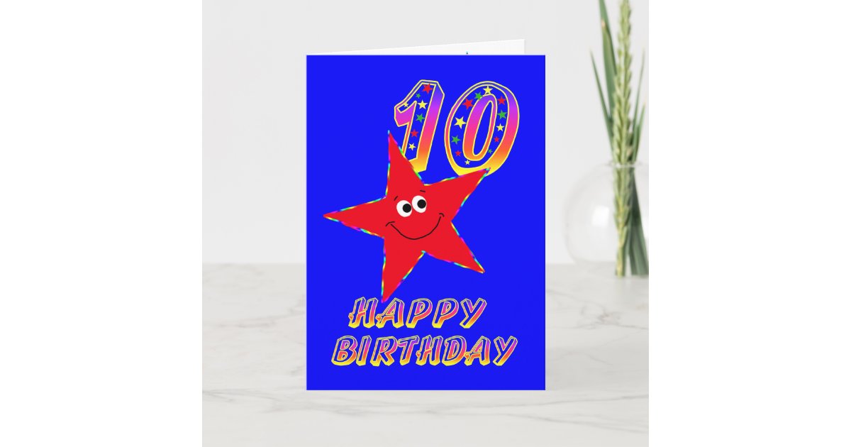 Red Star Happy 10th Birthday Card | Zazzle