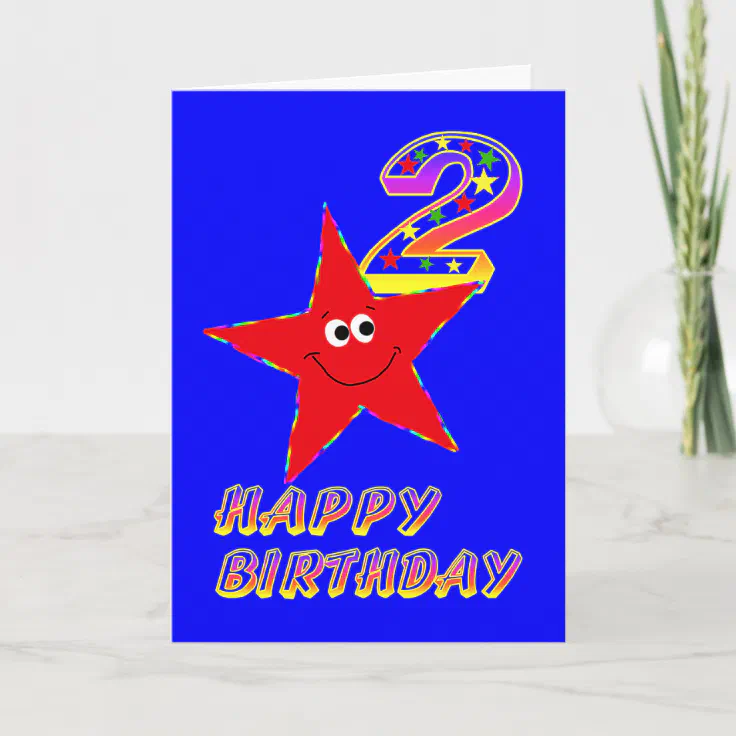 Red Star Happy 2nd Birthday Card | Zazzle