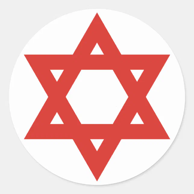 Red Star Of David, Israel flag Classic Round Sticker | Zazzle
