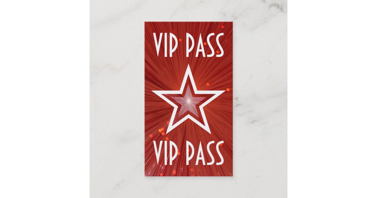 Red Star 'VIP PASS' business card red back | Zazzle