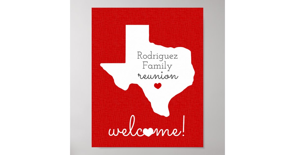 Red State of Texas Family Reunion Poster | Zazzle