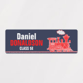 Red steam train kids named school class kids' labels | Zazzle