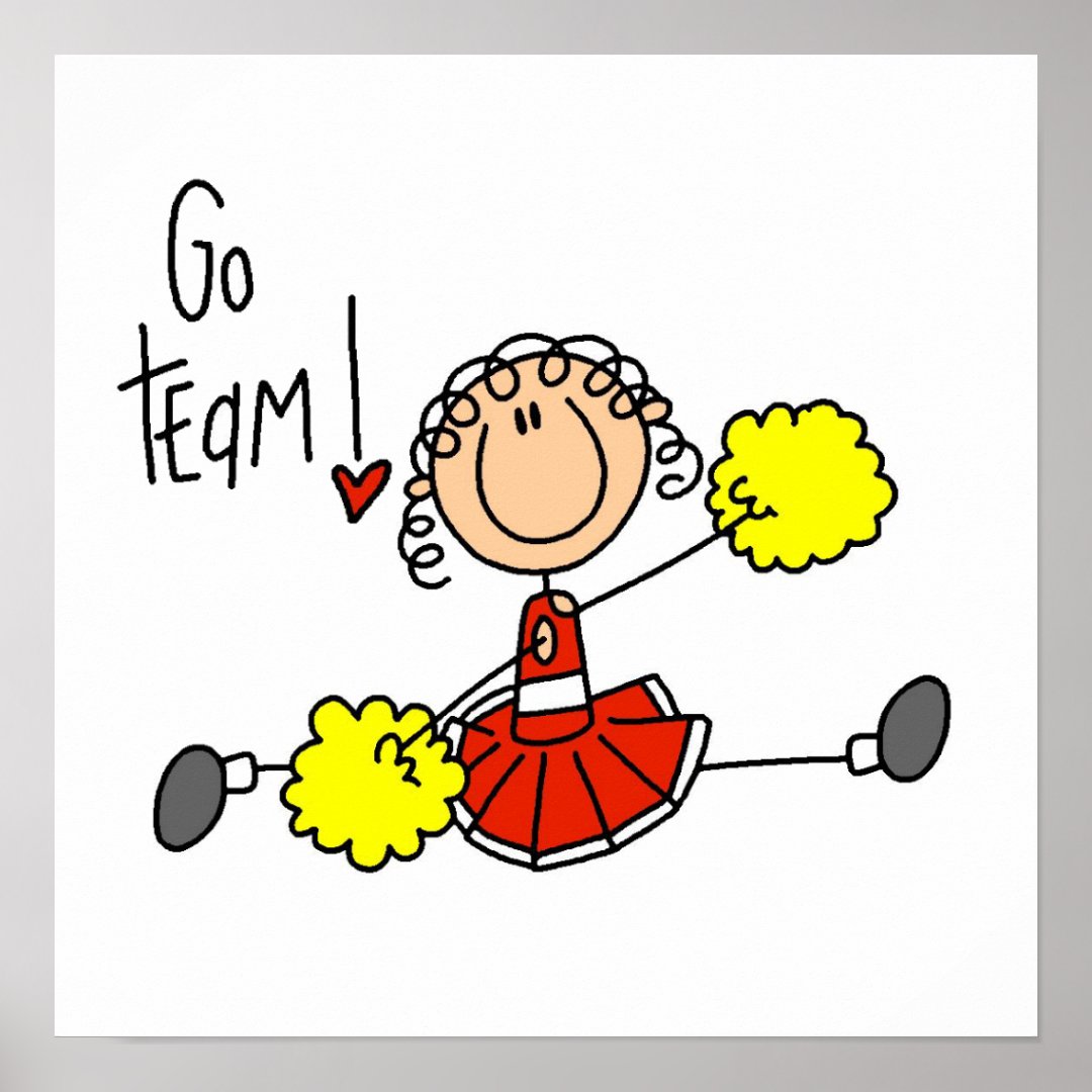 Red Stick Figure Cheerleader t-shirts and Gifts Poster | Zazzle