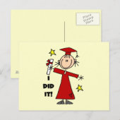 Red Stick Figure Girl Graduate Announcement Postcard | Zazzle