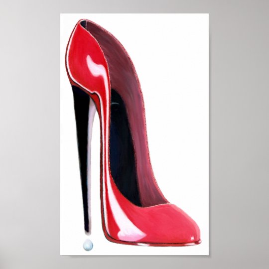 Red Stiletto High Heel Shoe Art Poster | Zazzle.com
