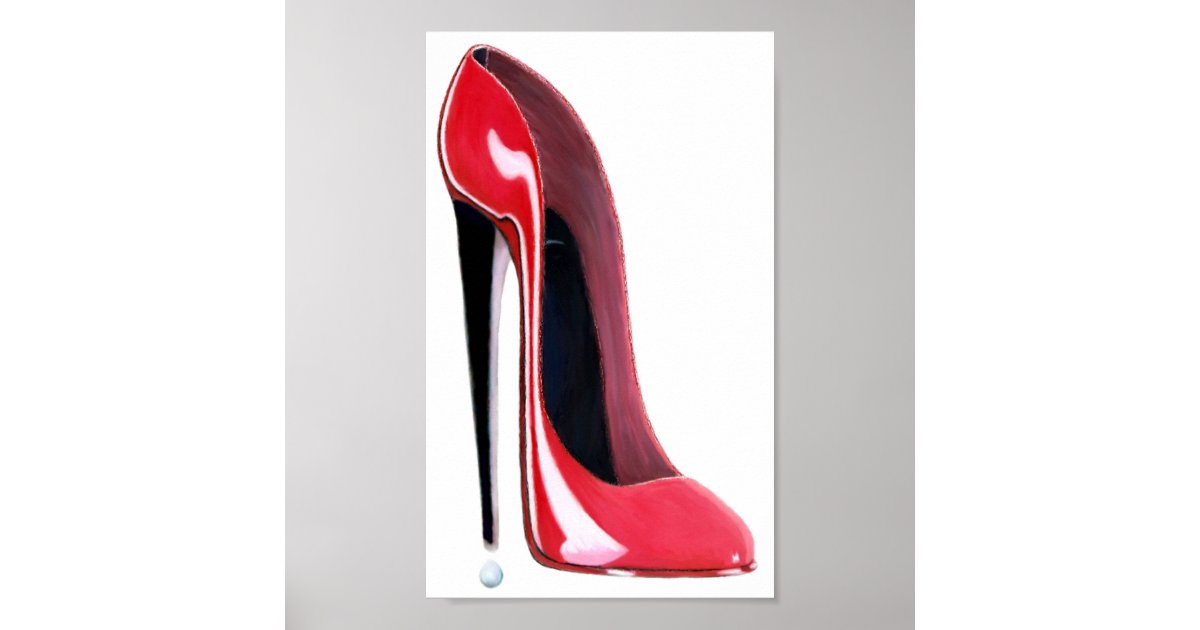 Red Stiletto High Heel Shoe Art Poster | Zazzle