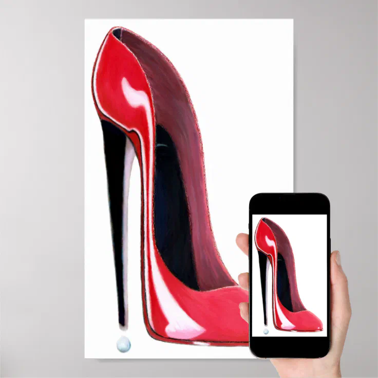 Red Stiletto High Heel Shoe Art Poster | Zazzle