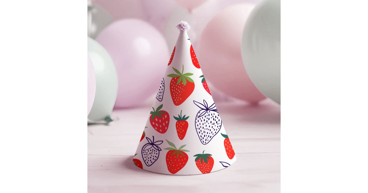 Red Strawberry Berry Birthday Party Hat | Zazzle