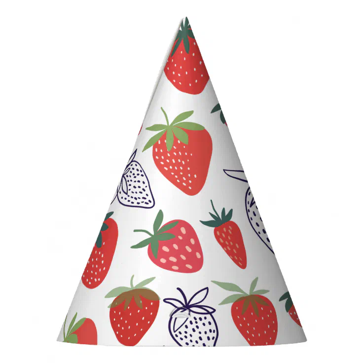 Red Strawberry Berry Birthday Party Hat | Zazzle