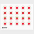 Red Strawberry on Gingham Check. Classic Round Sticker | Zazzle