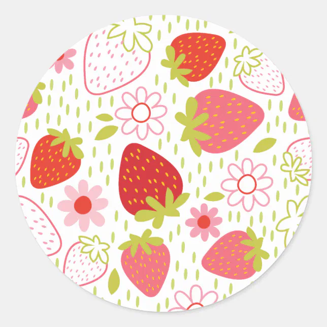 Red Strawberry Pattern Sticker | Zazzle