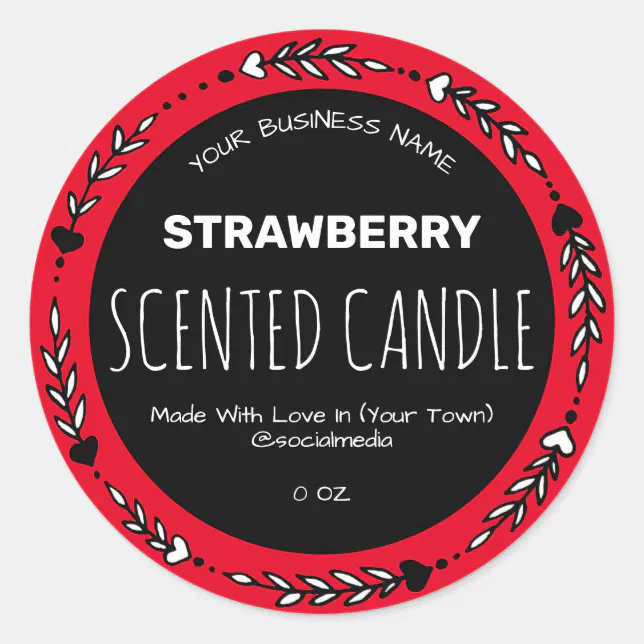 Red Strawberry Scented Product Labels | Zazzle
