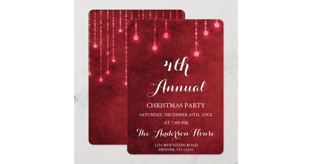 Red String Light Annual Christmas Party Invitation | Zazzle