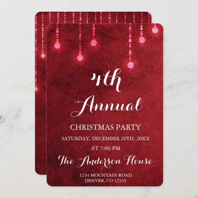 Red String Light Annual Christmas Party Invitation | Zazzle