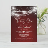 Red String Lights 21st Birthday Party Invitation | Zazzle