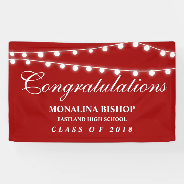 Red | String Of Lights Congratulations Graduate Banner | Zazzle