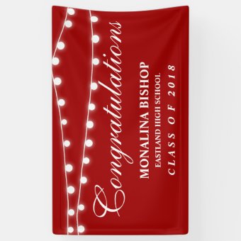 Red | String Of Lights Congratulations Graduate Banner | Zazzle