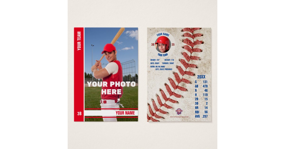 Red Stripe Baseball Trading Card - Custom Stats | Zazzle