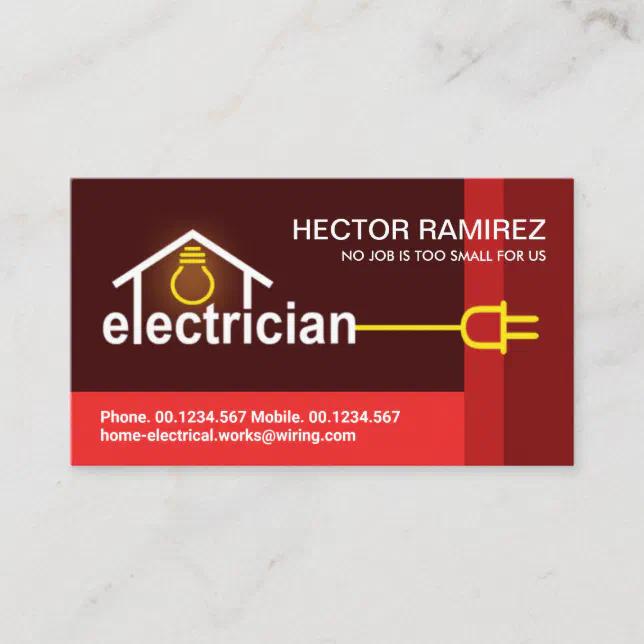 Red Stripes Electrician Bulb Wiring Business Card | Zazzle