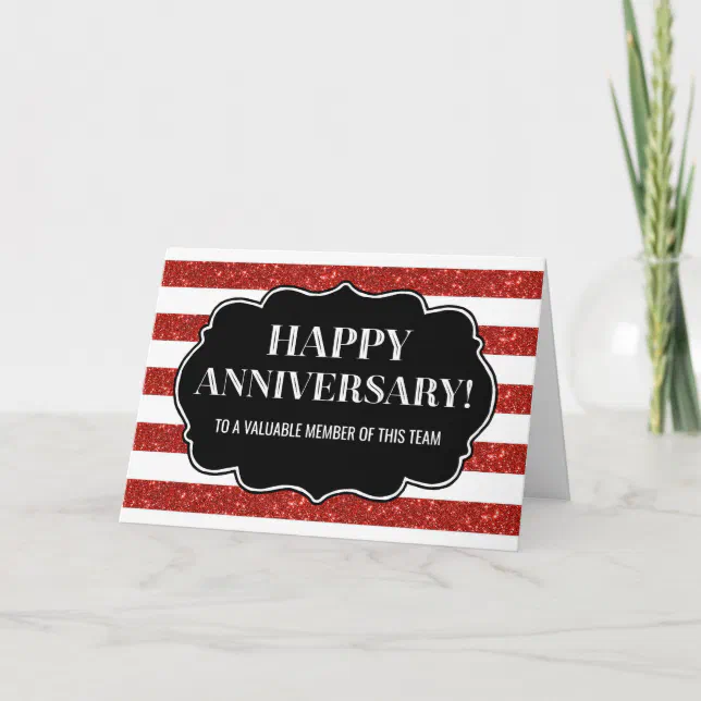 Red Stripes Employee Anniversary Card | Zazzle