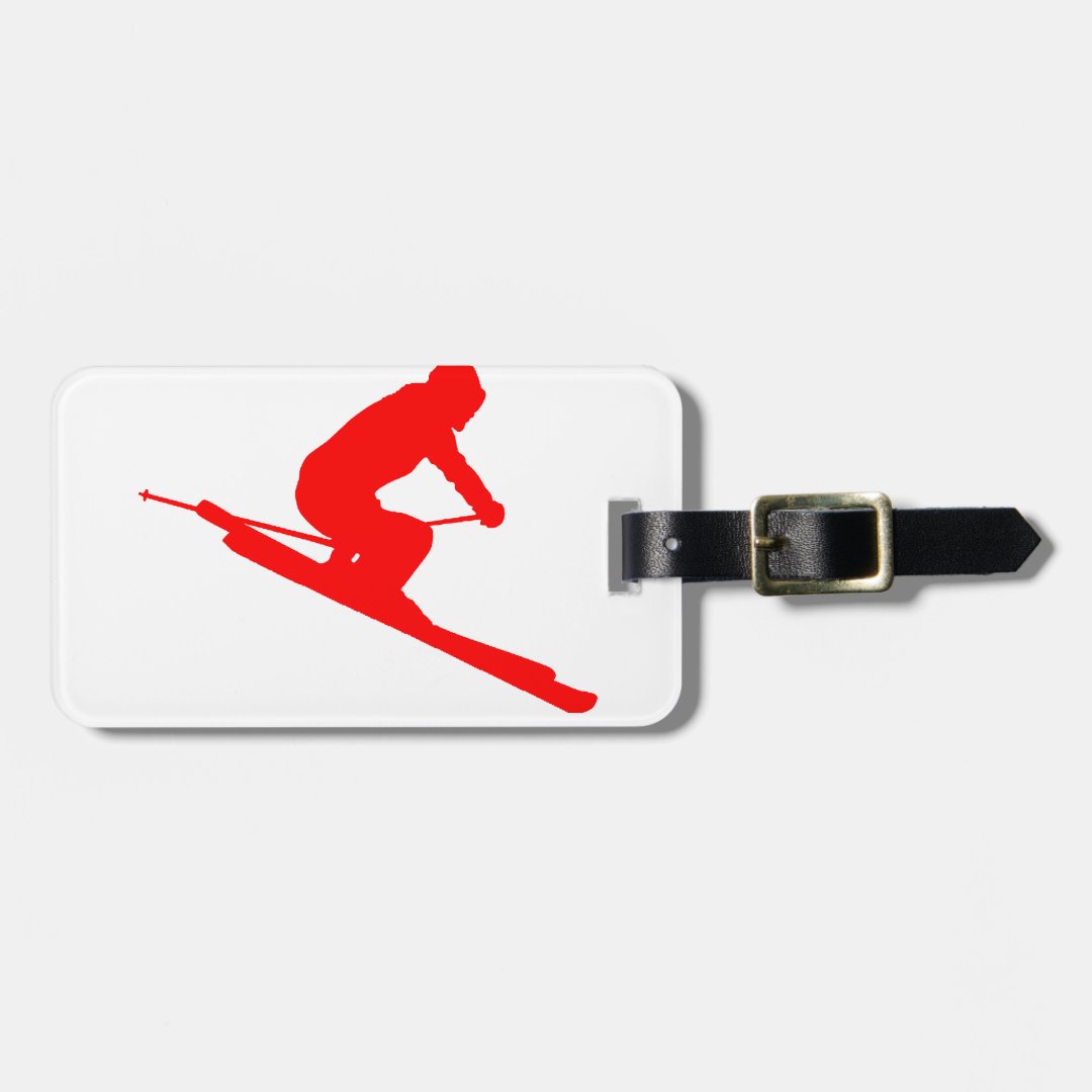 RED STYLE SKI LUGGAGE TAG | Zazzle