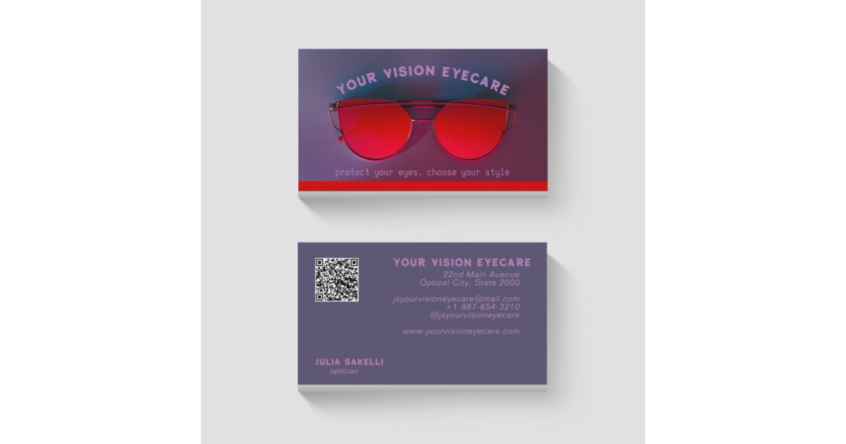 Red Sunglasses Optician Business Card | Zazzle
