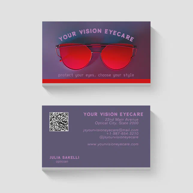 Red Sunglasses Optician Business Card | Zazzle