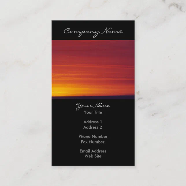Red Sunset Photo Business Card | Zazzle