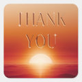 Red sunset thank you square sticker | Zazzle