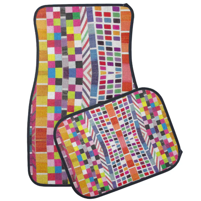 Red Swatches and Colorful Pixels Set of Car Mats | Zazzle