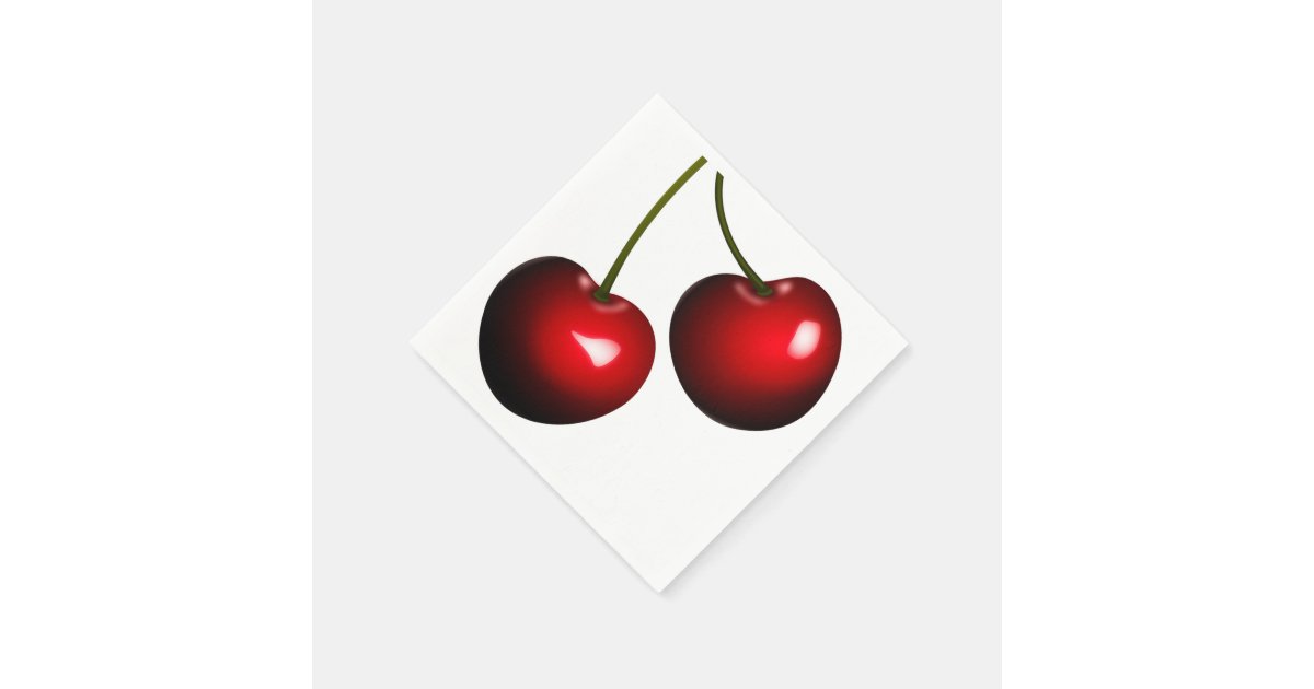 Red Sweet Cherry Napkins - Customizable | Zazzle