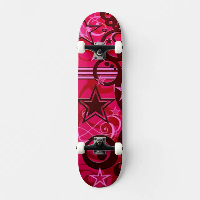 Red Swirls and Stars Skateboard | Zazzle