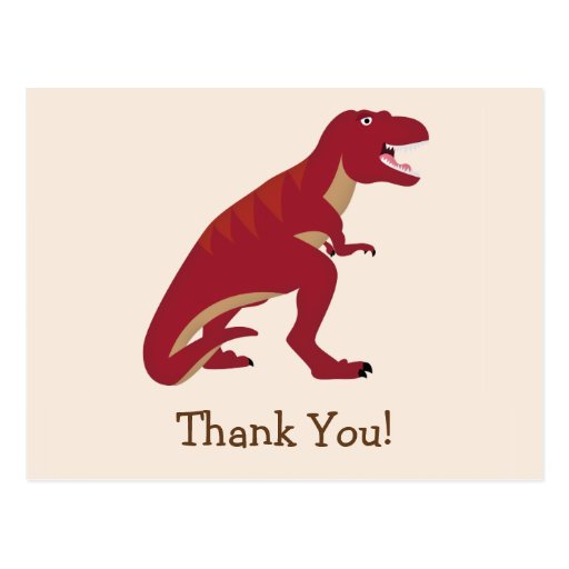 Red T-Rex, Dinosaur Kid's Thank You Postcard | Zazzle