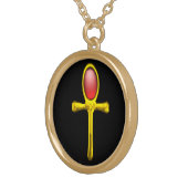 RED TALISMAN/ EGYPTIAN ANKH Black Gold Plated Necklace | Zazzle