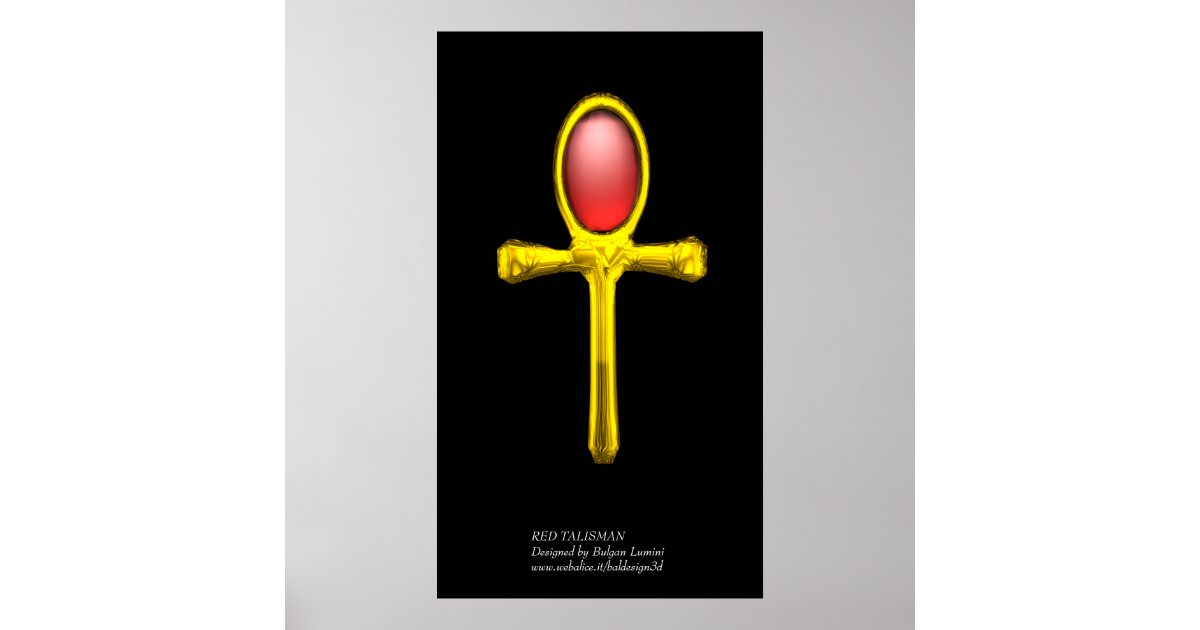RED TALISMAN Gold Ankh Egyptian Eternal Life Poster | Zazzle