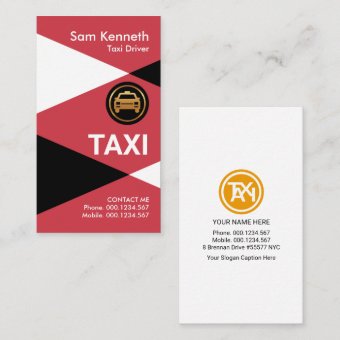 Red Taxi Triangles Taxi Transport Driver Business Card | Zazzle