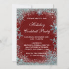 Red Teal Blue Snowflake Christmas Party Invitation | Zazzle